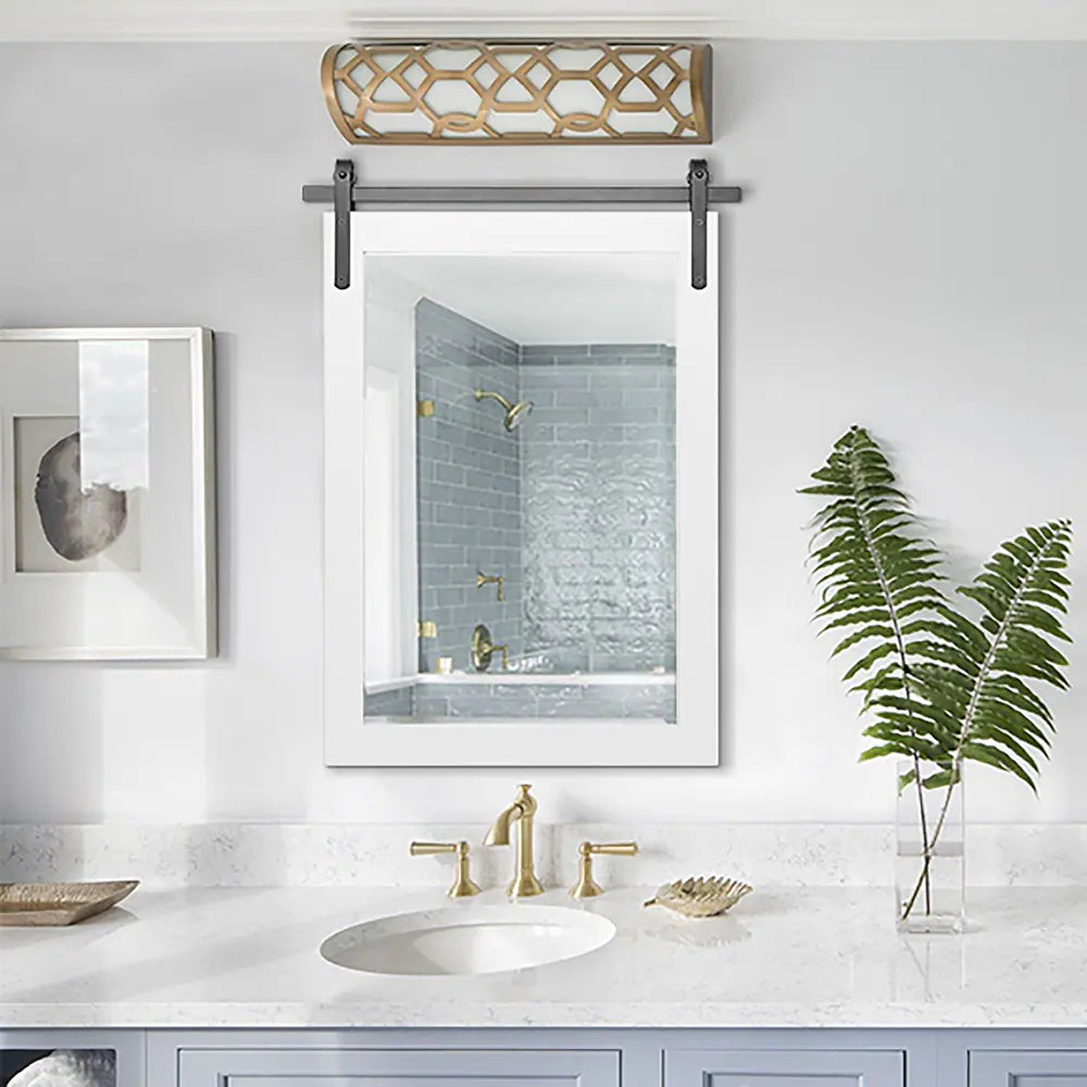 Rustic Farmhouse Mirror Vanity Mirror Solid Wood Frame with Metal Barn ...