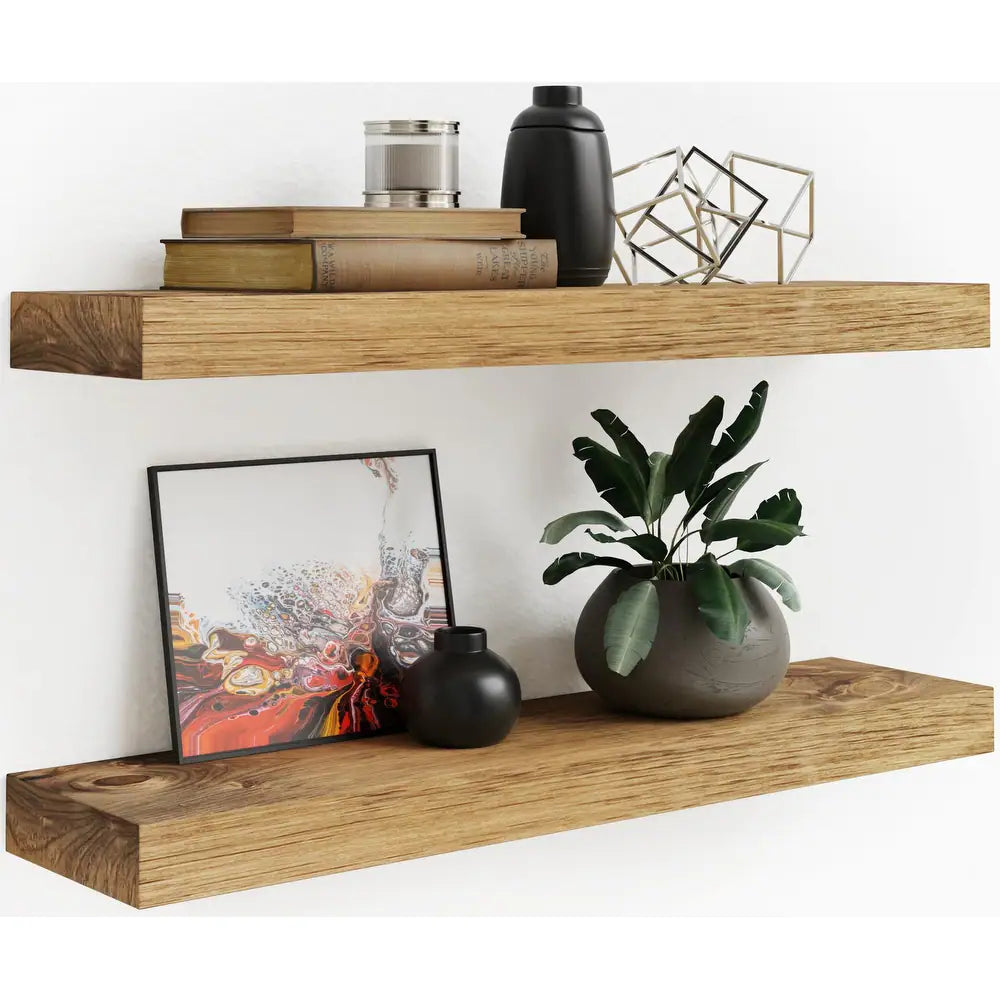 Rustic Wooden Floating Wall Shelves (Set of 2) - Special Walnut ...