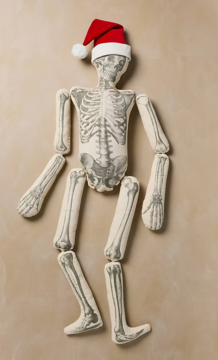 John Derian for Target 63" Stuffed Fabric Skeleton with Santa Hat SHOW ...