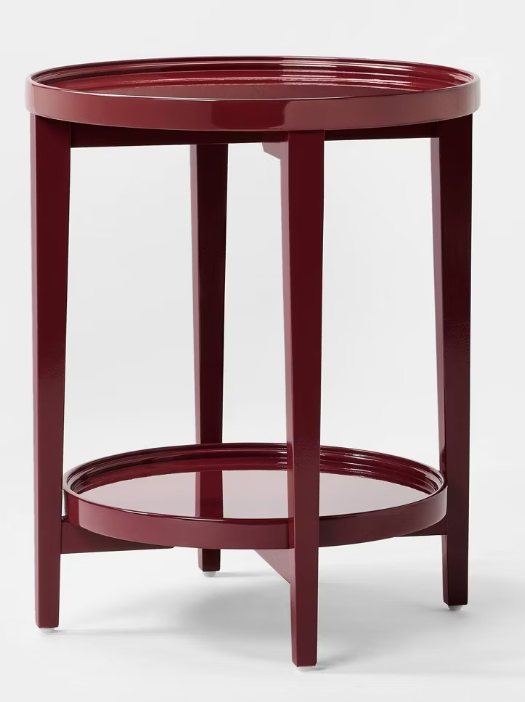 Accent Table Wood Round Lacquer Finish Dark Red - Threshold™ designed ...