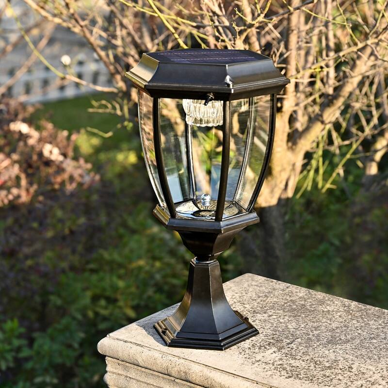 Solar Powered Outdoor Metal Post Light - Black – Salvage & Co Indy