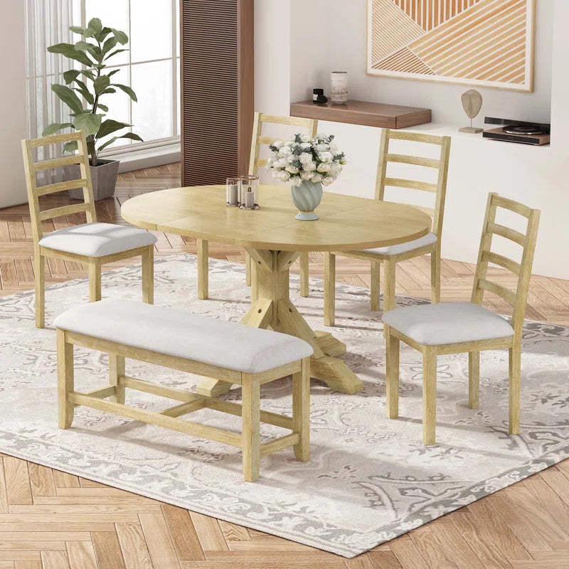 Sophisticated Dining with Solid Wood Construction TABLE TOP AND LEAF O ...