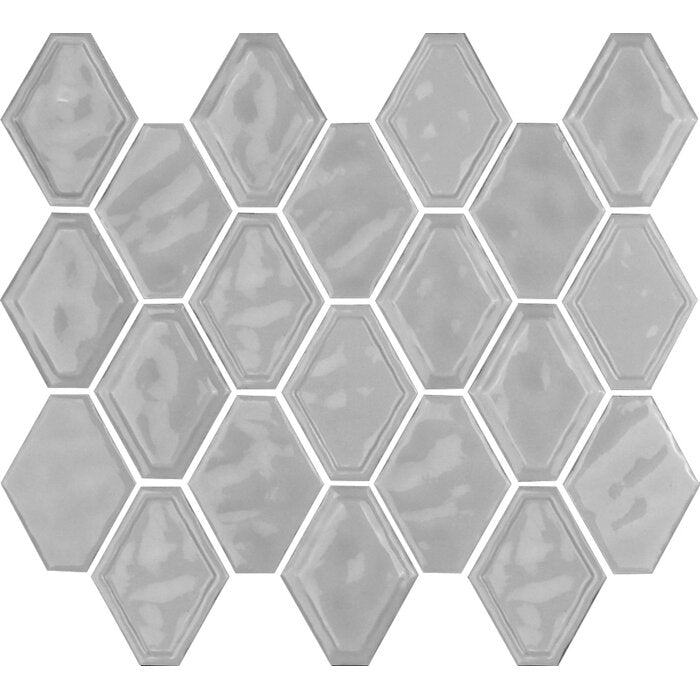 Medium Grey Terra Diamonds Glazed Ceramic Diamond Mosaic Tile (Set of ...