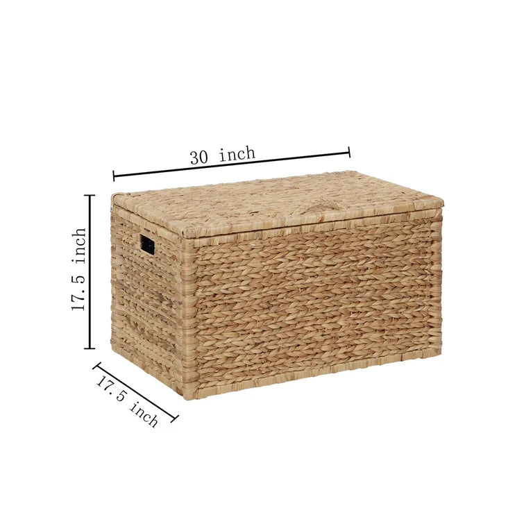 Natural Ved Heavy-duty Water Hyacinth Wicker Storage Trunk with Metal ...