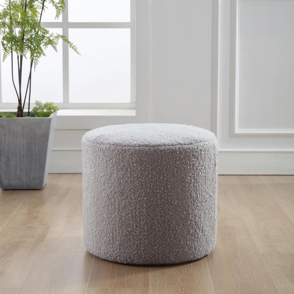 Round Pouf Ottoman with foam core - Grey – Salvage & Co Indy