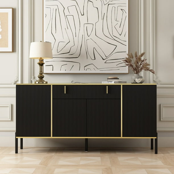 Timechee Kitchen Sideboard End Table Entry Accent Storage Cabinet Blac ...