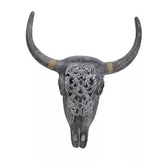 Deco 79 Polystone Bull Home Wall Decor Skull Wall Sculpture, Wall Art ...