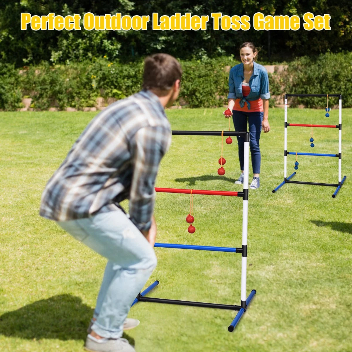 Portable Ladder Ball Toss Game Outdoor Set W Bags & Balls – Salvage ...