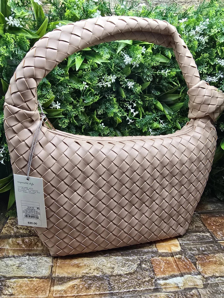 Woven Slouchy Shoulder Handbag - White – Salvage & Co Indy