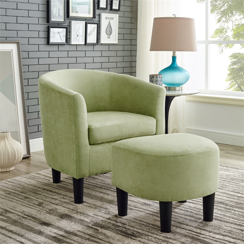 Camilla Barrel Chair and Ottoman, Green Microfiber (#K2527) – Salvage ...