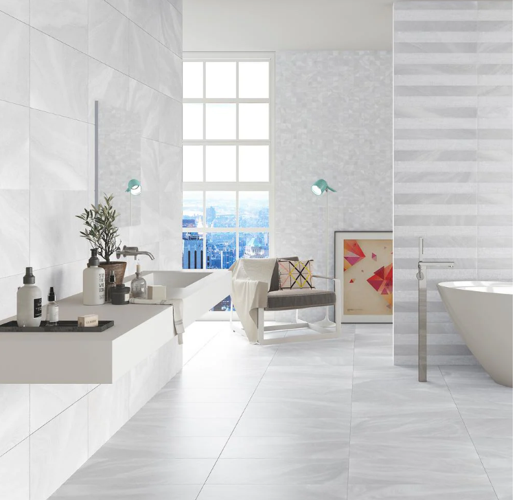 Austral White 13 in. x 25 in. Glazed Porcelain Floor and Wall Tile (10 ...