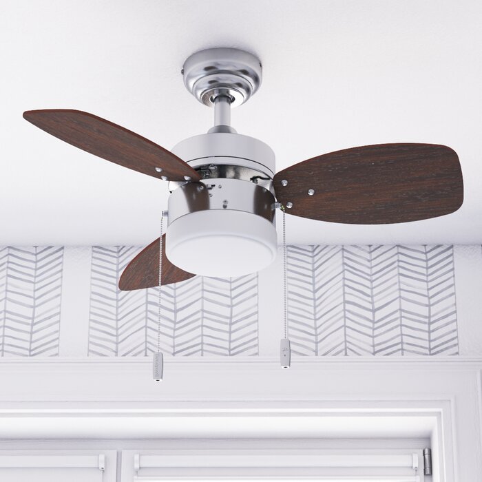 Brushed Nickel 30'' Charlack 3 Blade LED Standard Ceiling Fan with Pul ...