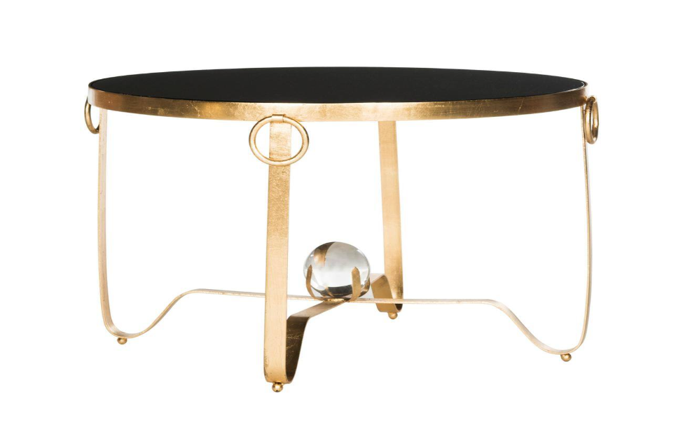 Elisha 29 in. Gold/Black Medium Round Metal Coffee Table – Salvage & Co ...