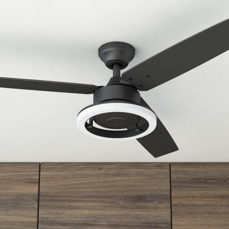 Matte Black 52'' Orbis 3 - Blade LED Propeller Ceiling Fan with Remote ...