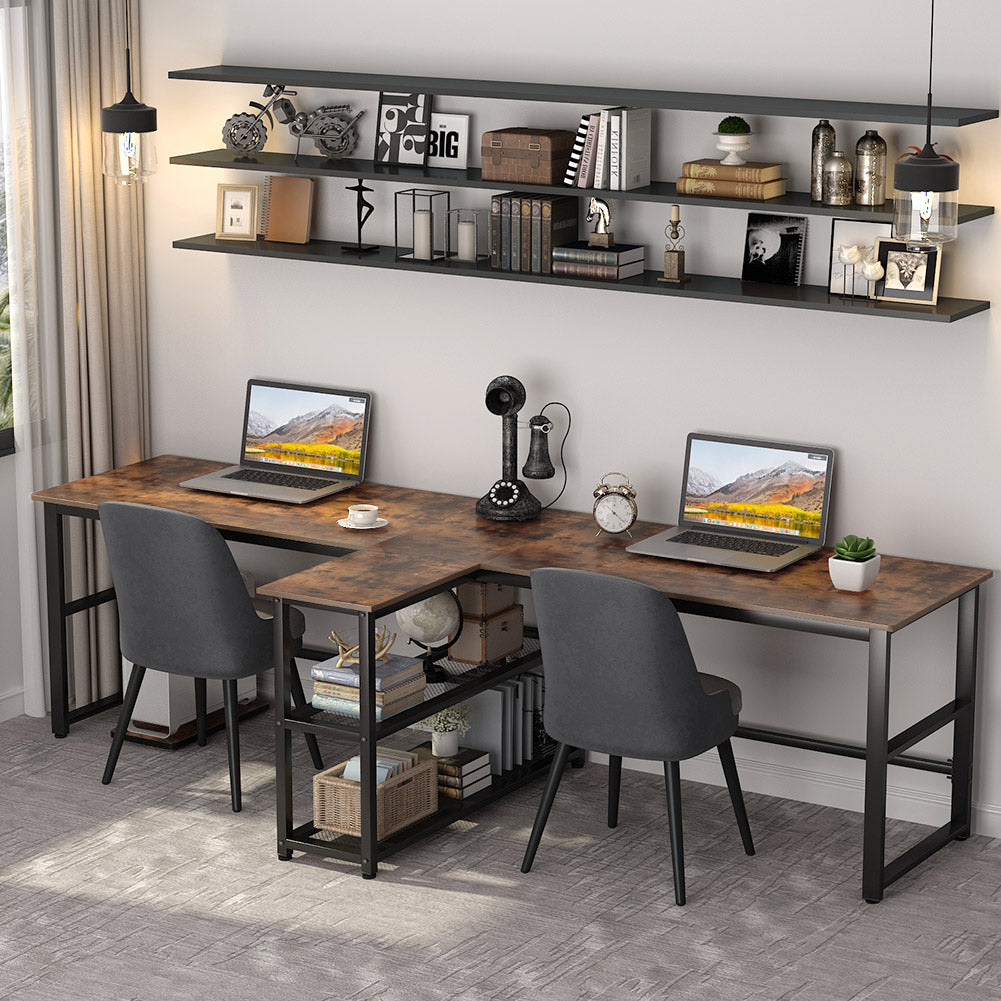Tribesigns 94.5 inch computer desk extra long two person desk with storage store