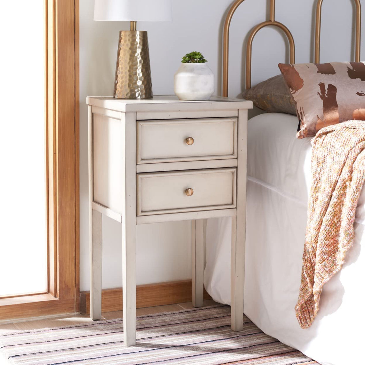 American Homes Collection Toby Off-White Birch End Table – Salvage & Co ...