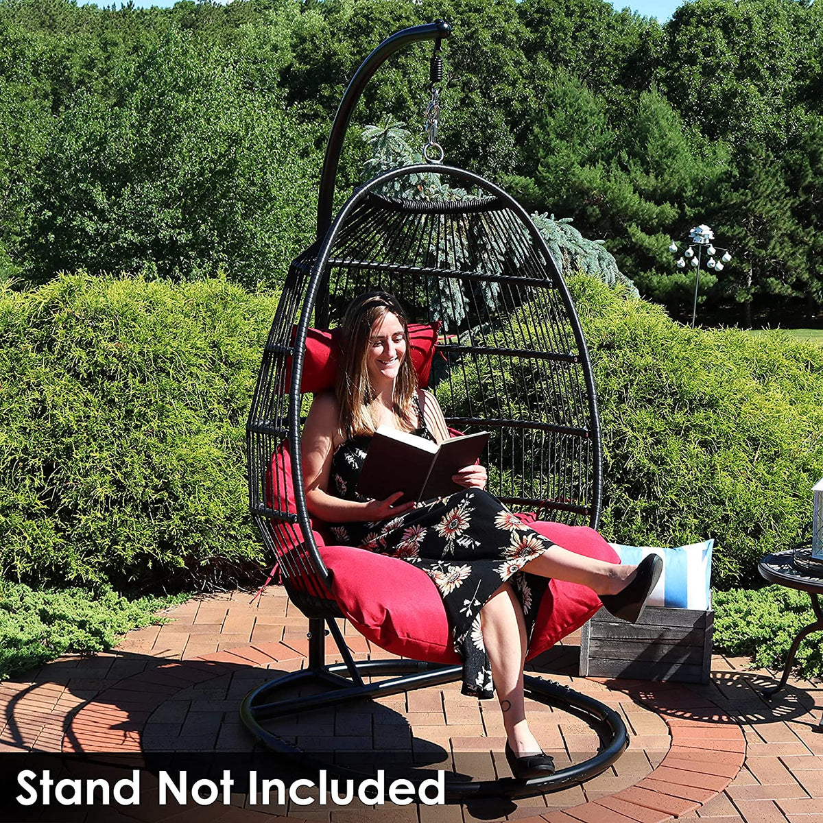 Sunnydaze Julia Hanging Egg Chair with Seat Cushions - Decorative Comf ...