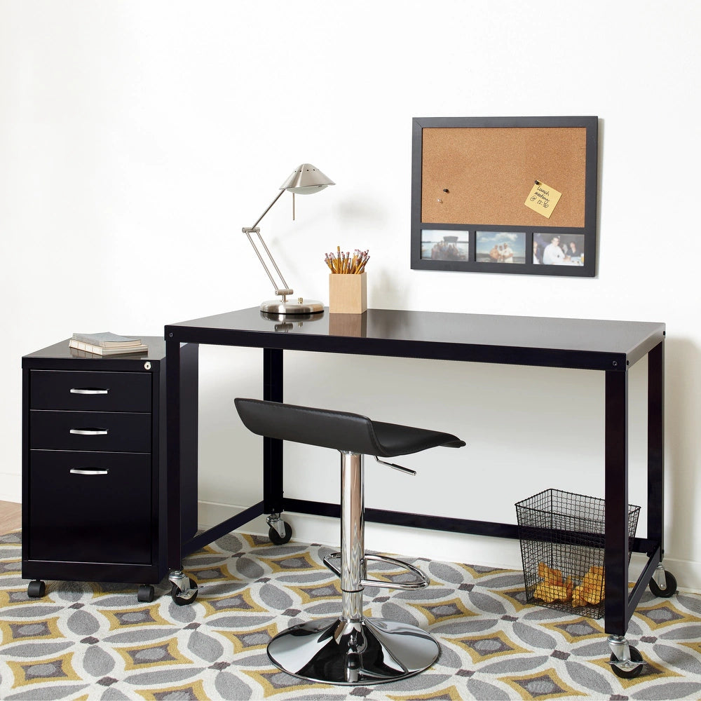 Ready-to-Assemble 48-inch Wide Mobile Metal Desk for Home Office ...