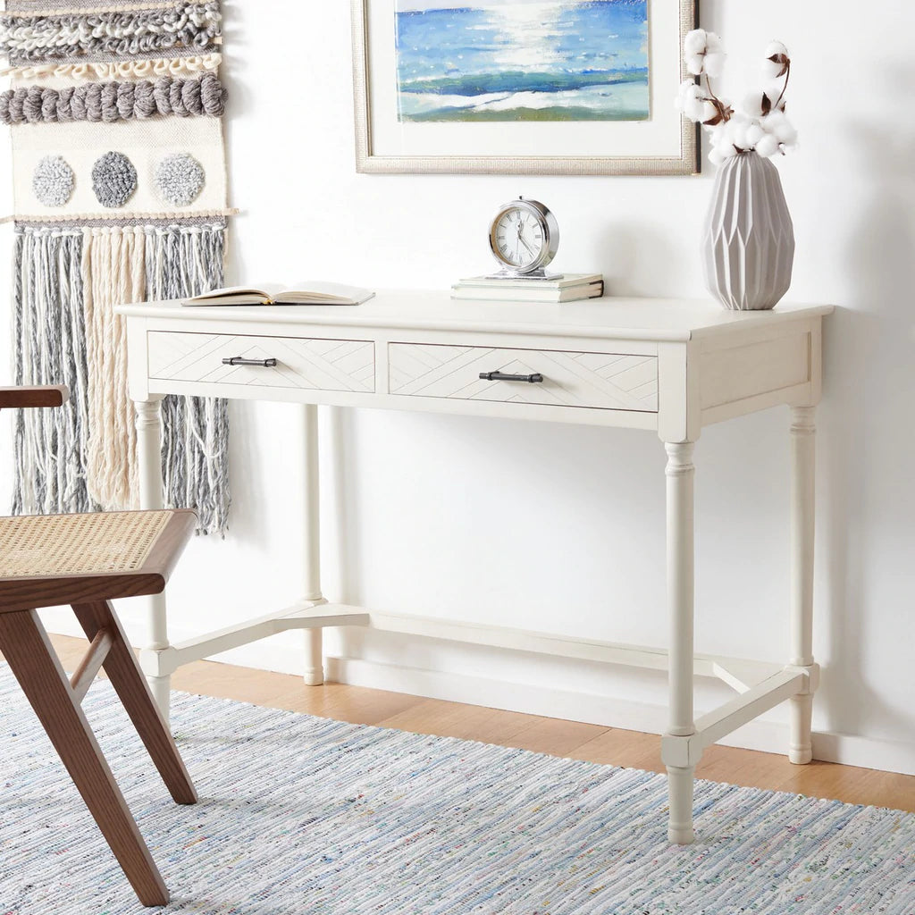 Peyton 2 Drawer Desk - Distressed White – Salvage & Co Indy