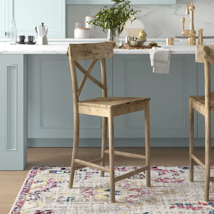 Eugley Solid Wood Counter Stool (24" Seat Height) – Salvage & Co Indy