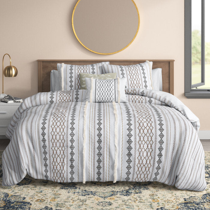 Full/Queen Ferranti 5 Piece Printed Comforter Set with Chenille Trim ...