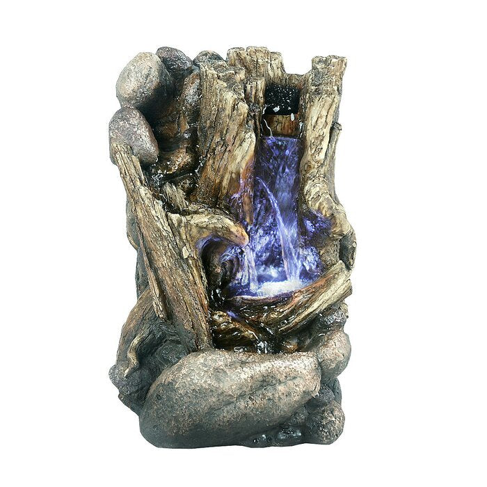 Fiber and Resin Tree Trunk Fountain with LED Light – Salvage & Co Indy