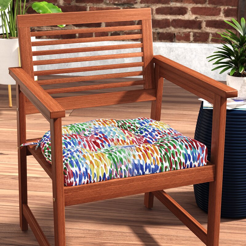 Make It Rain Zinnia Reversible Indoor/Outdoor Dining Chair Cushion (Se ...