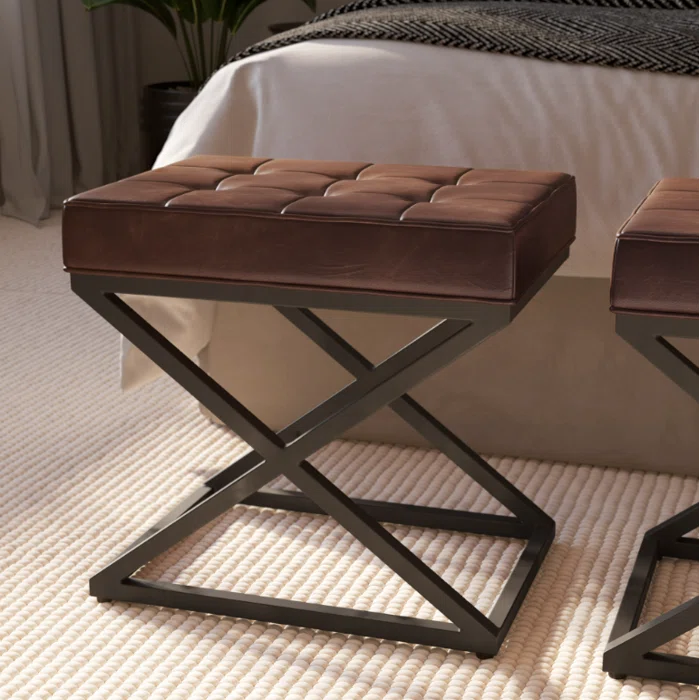 Pearson Leather Ottoman – Salvage & Co Indy