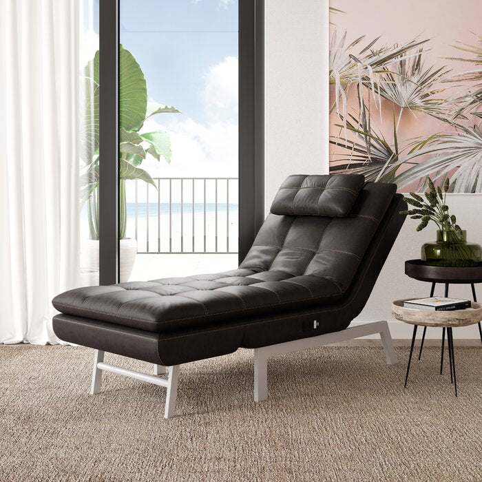 Revere 70.1" Faux Leather Pillow Top Convertible Chaise Lounge ...