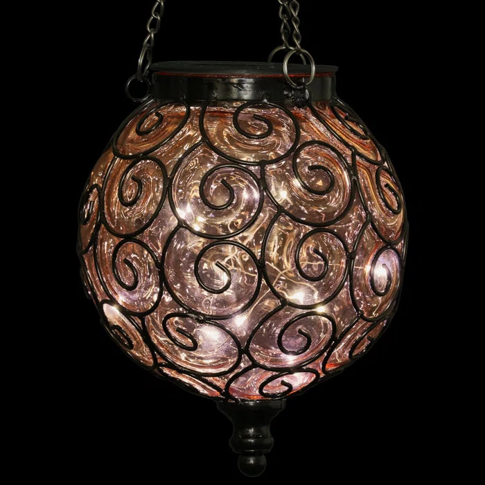 Amber Rohoman 8" Solar Powered Integrated LED Outdoor Hanging Light ...