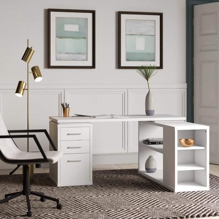 White Senga L-Shape Executive Desk – Salvage & Co Indy