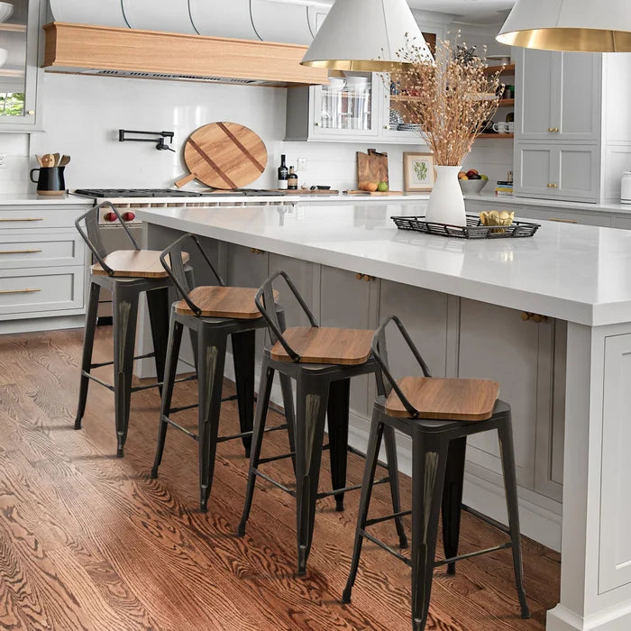 Swivel Distressed Metal Bar Stool (30" Seat Height) Set Of 4 – Salvage ...