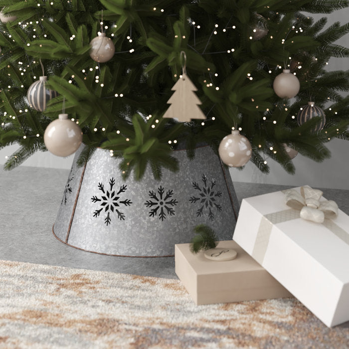 Terrence Galvanized Diecut Metal Tree Collar with Lights – Salvage & Co ...