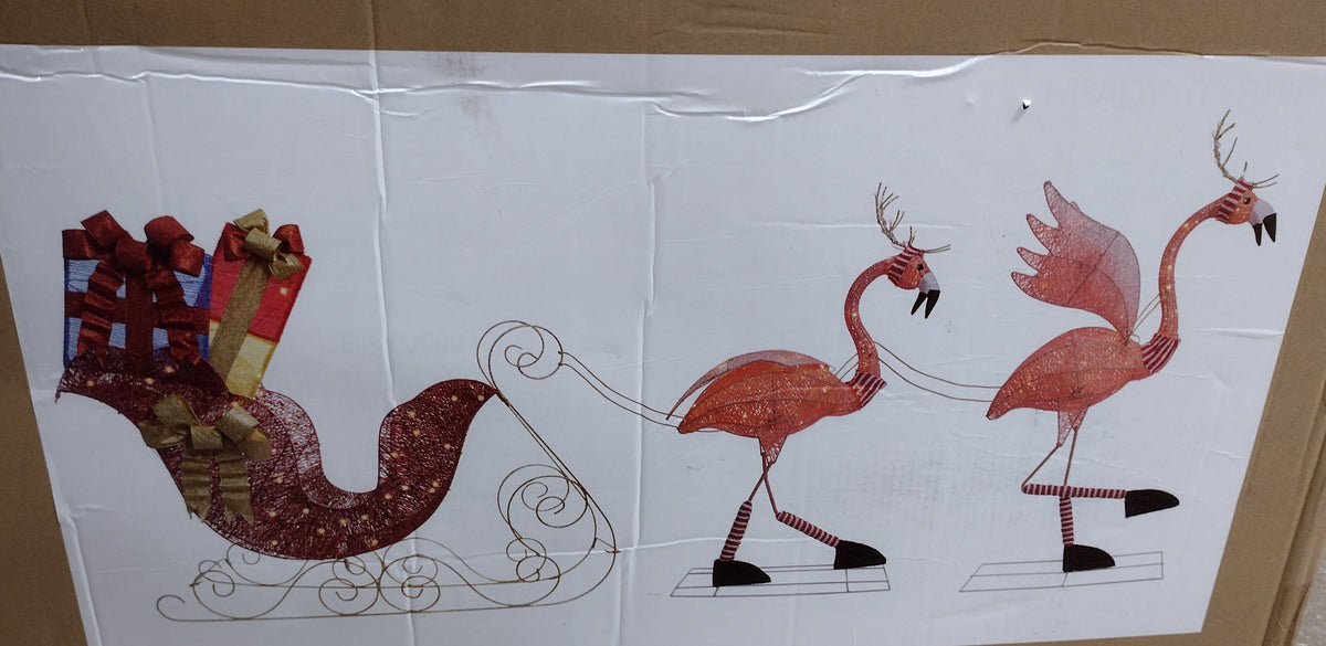 Flamingo Reindeer with Sleigh Lighted Display – Salvage & Co Indy