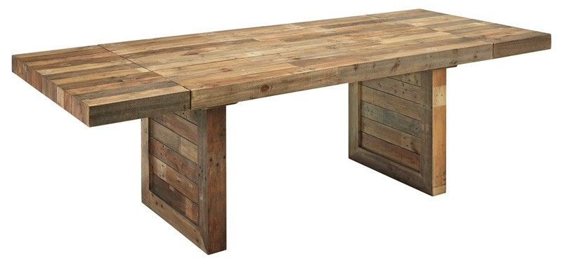 Norman Reclaimed Pine 95" Ext Dining Table Distressed Natural – Salvage ...