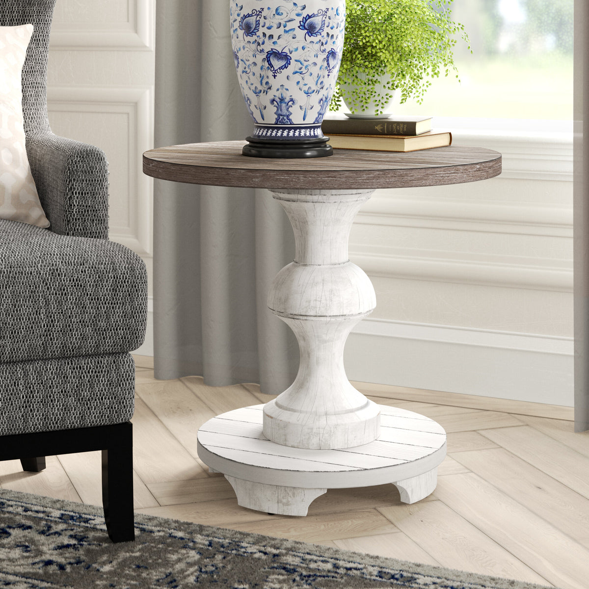 Howardwick Pedestal End Table (#K1471) – Salvage & Co Indy